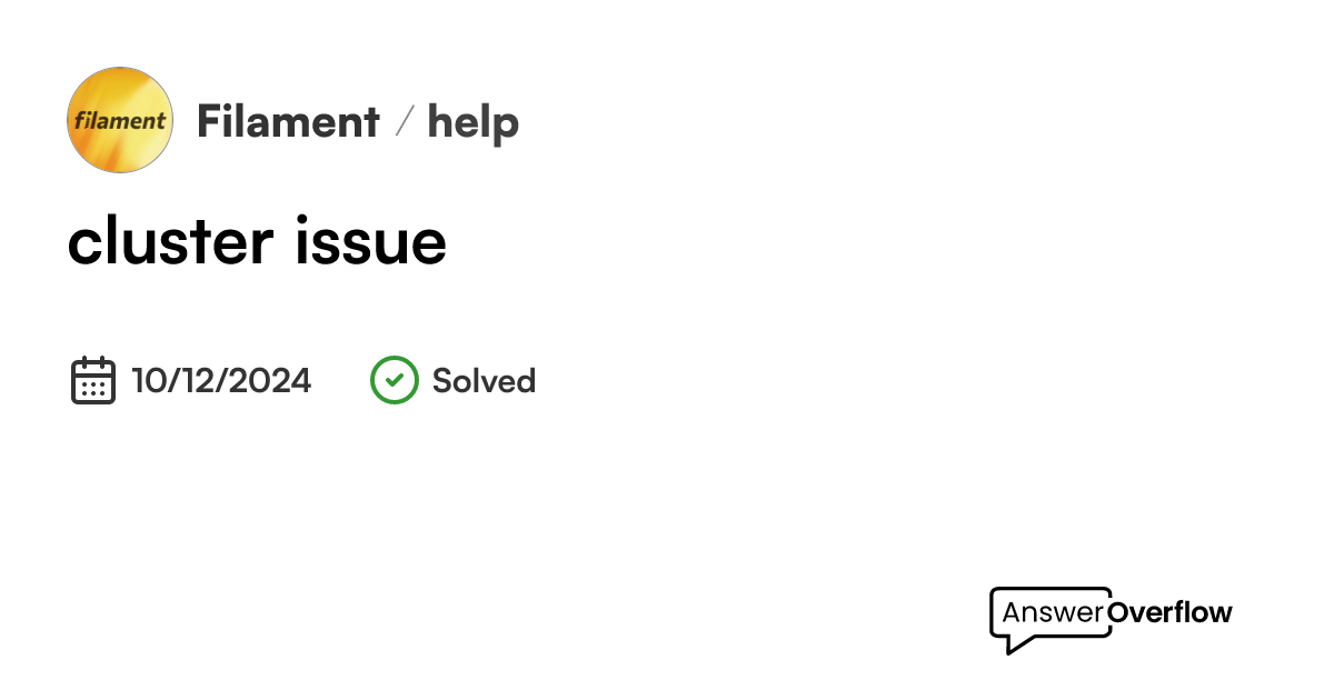 cluster issue - Filament