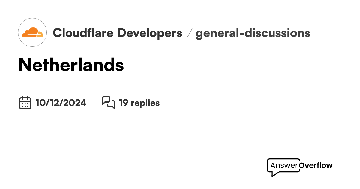 Netherlands - Cloudflare Developers