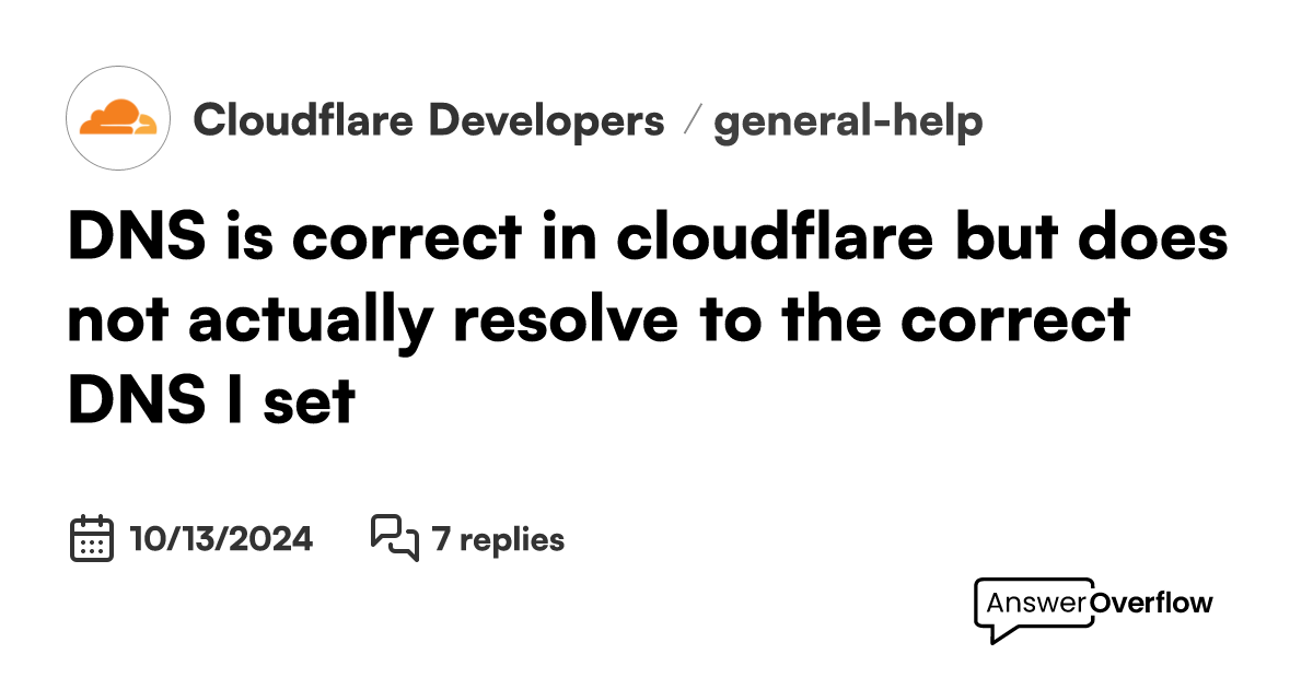 DNS is correct in cloudflare, but does not actually resolve to the correct DNS I set ...