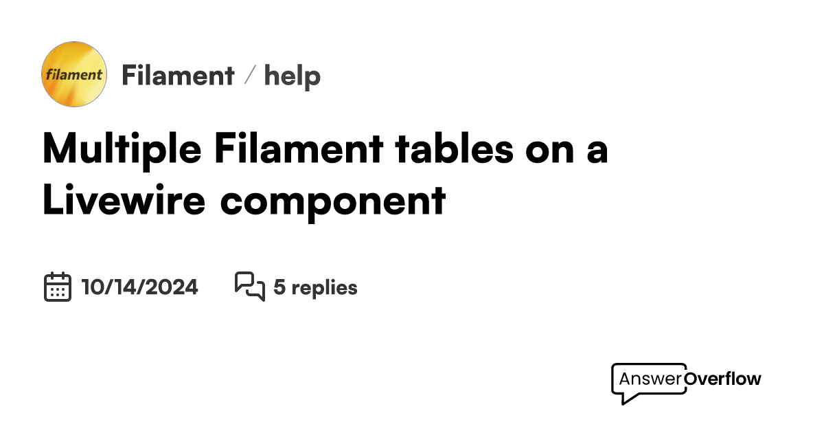Multiple Filament tables on a Livewire component - Filament