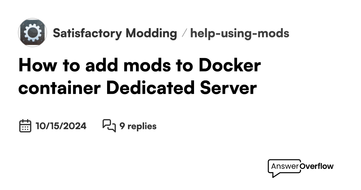 How to add mods to Docker container Dedicated Server? - Satisfactory Modding