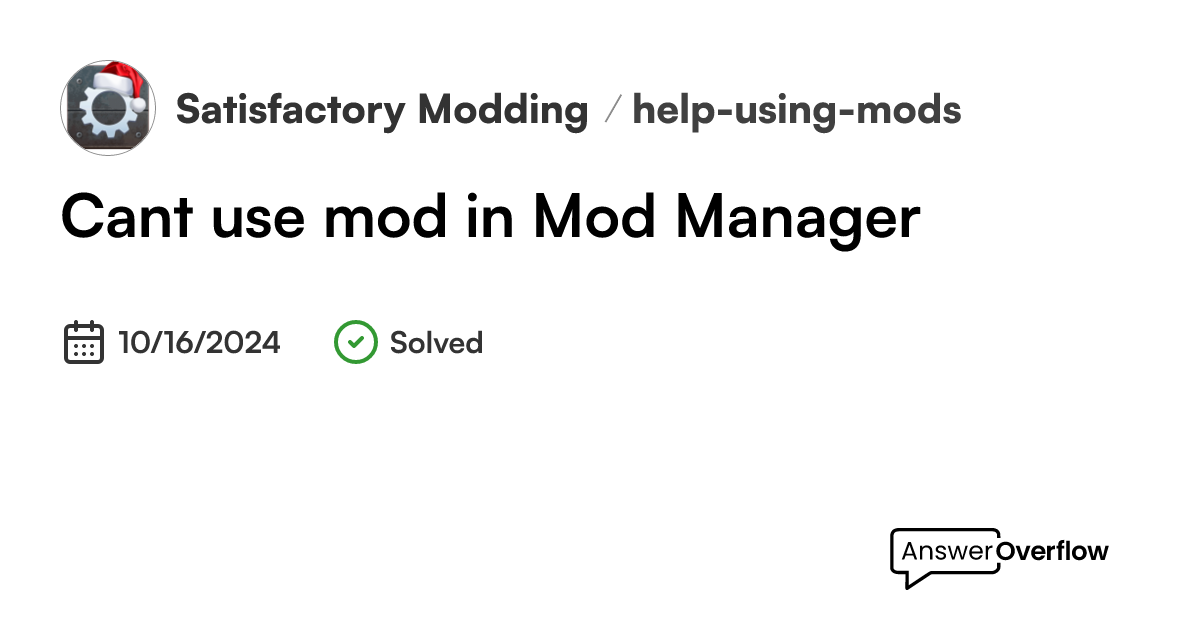 Can't use mod in Mod Manager - Satisfactory Modding
