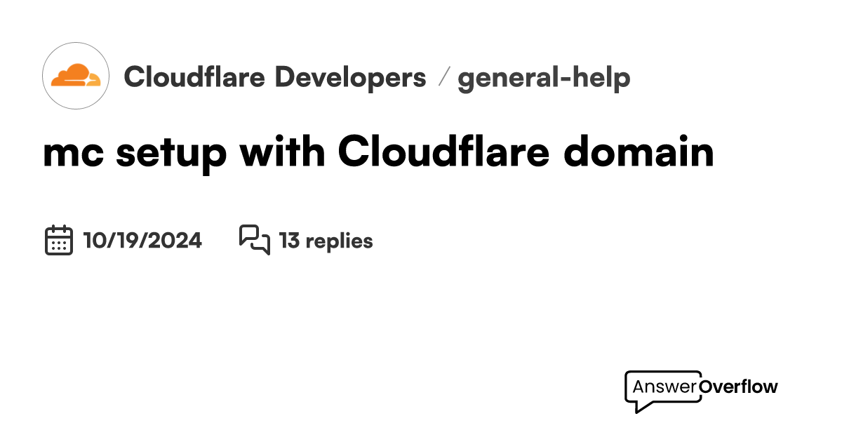 mc setup with Cloudflare domain - Cloudflare Developers
