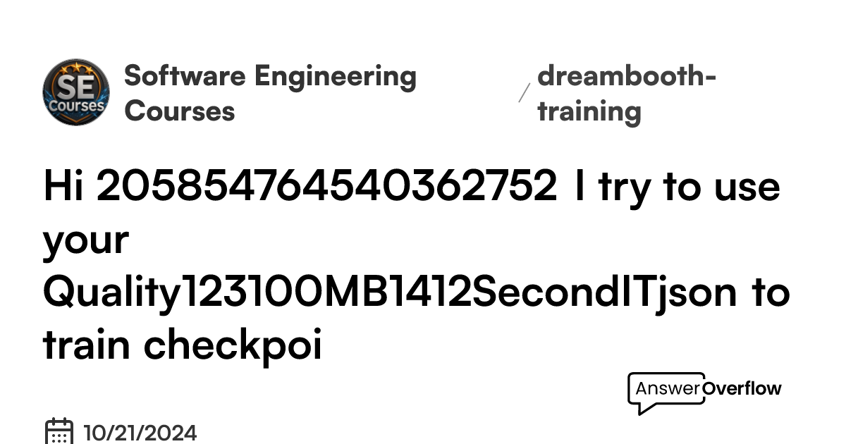 Hi @Dr. Furkan Gözükara I try to use your Quality_1_23100MB_14_12 ...