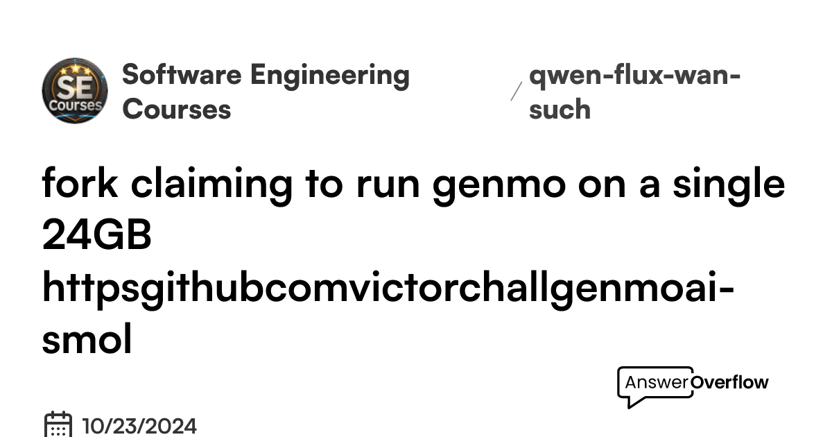 fork claiming to run genmo on a single 24GB https://github.com/victorchall/genmoai-smol ...