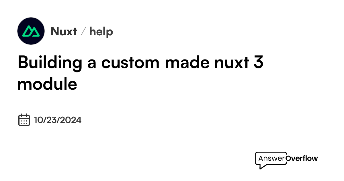 Building a custom made nuxt 3 module - Nuxt