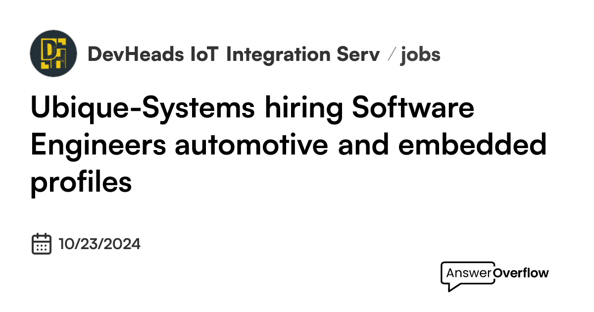 Ubique-Systems, hiring Software Engineers (automotive and embedded profiles) - DevHeads IoT ...