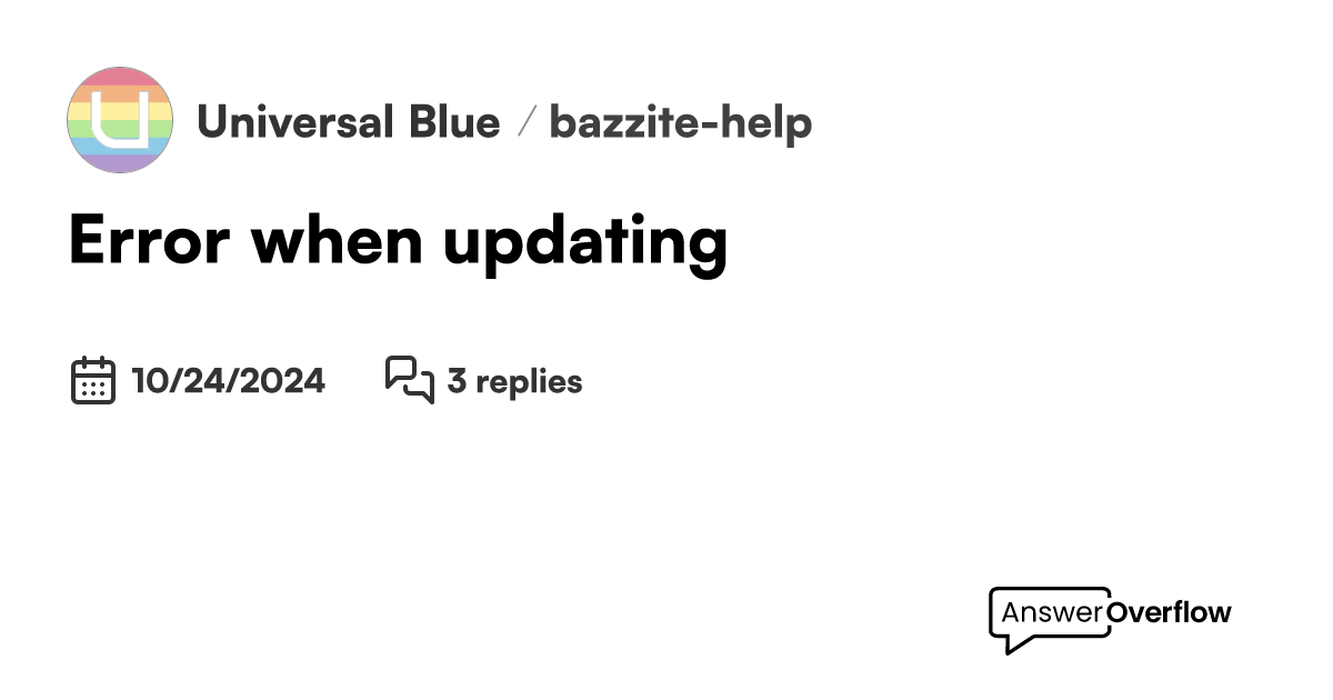 Error when updating - Universal Blue