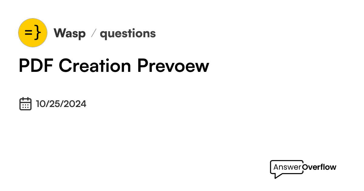 PDF Creation & Prevoew - Wasp