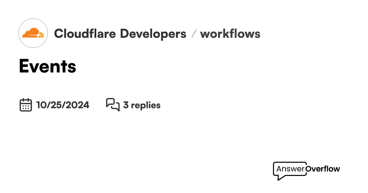 Events - Cloudflare Developers