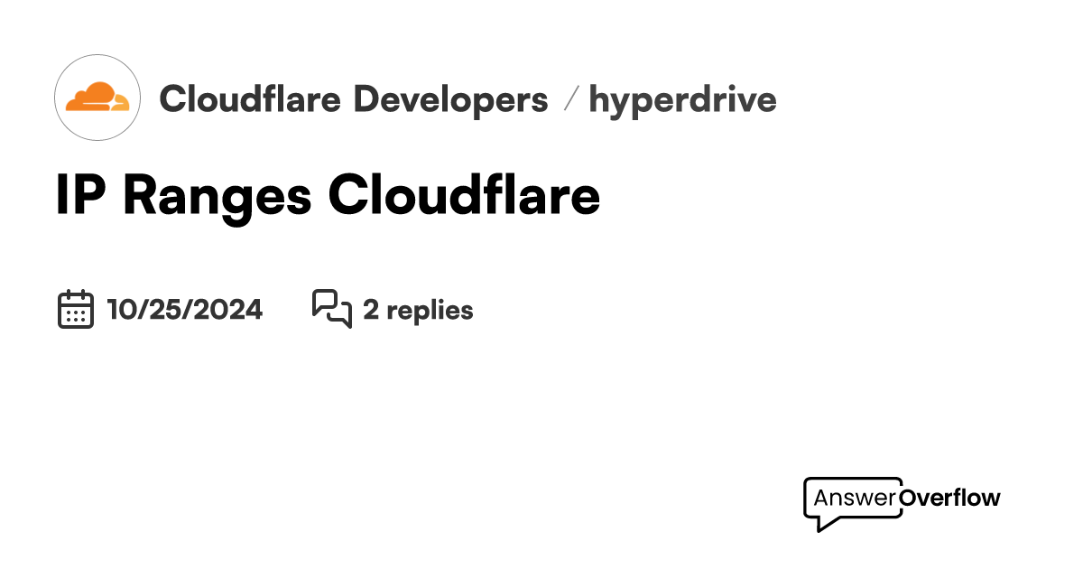IP Ranges | Cloudflare - Cloudflare Developers