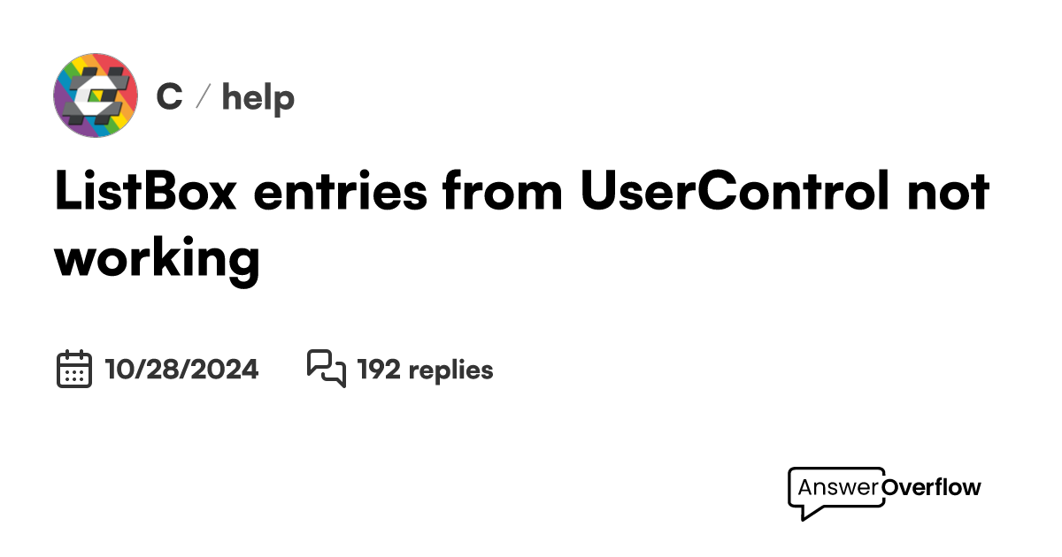 ListBox entries from UserControl not working. - C#