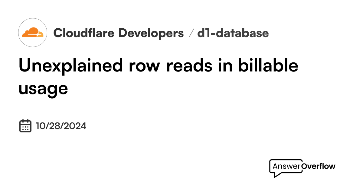 Unexplained row reads in billable usage - Cloudflare Developers
