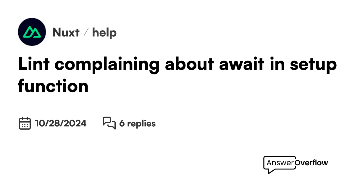 Lint complaining about await in setup function - Nuxt
