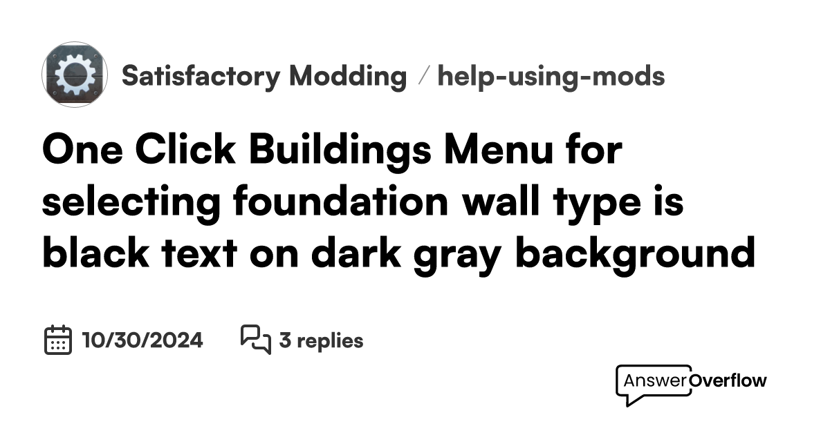 One Click Buildings: Menu for selecting foundation / wall type is black text on dark gray ...