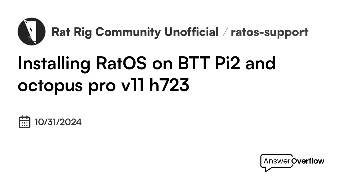 Installing RatOS on BTT Pi2 and octopus pro v1.1 h723 - Rat Rig Community [Unofficial]