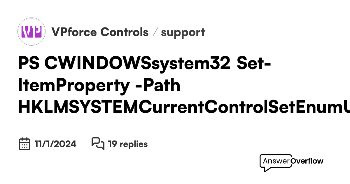 PS C:\WINDOWS\system32> Set-ItemProperty -Path "HKLM:\SYSTEM\CurrentControlSet\Enum\USB\VID_FFFF ...