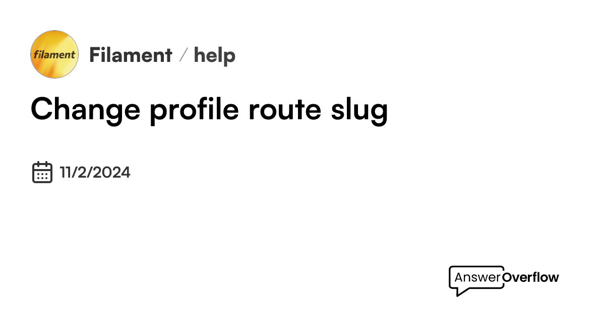 Change profile route slug? - Filament