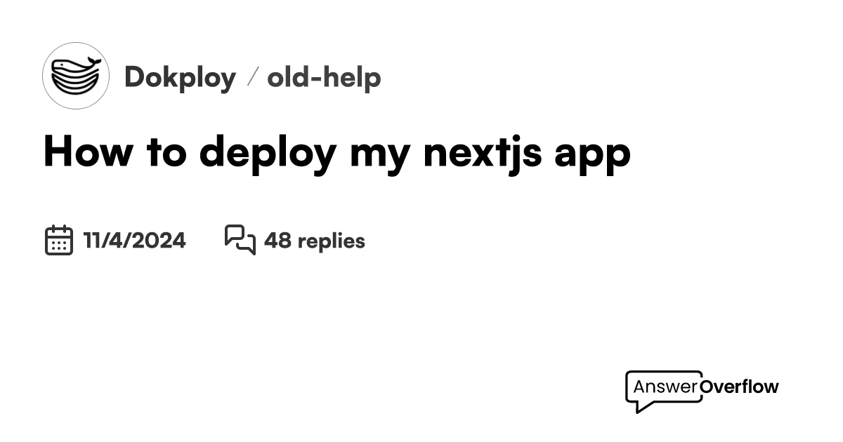 How to deploy my nextjs app - Dokploy