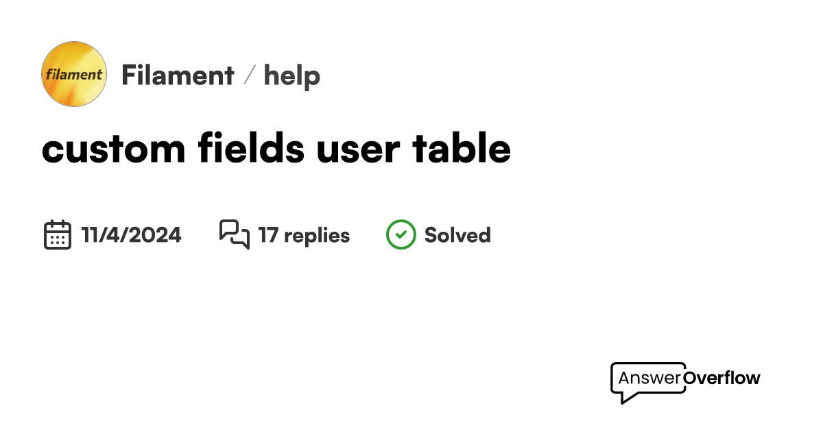 custom fields user table - Filament