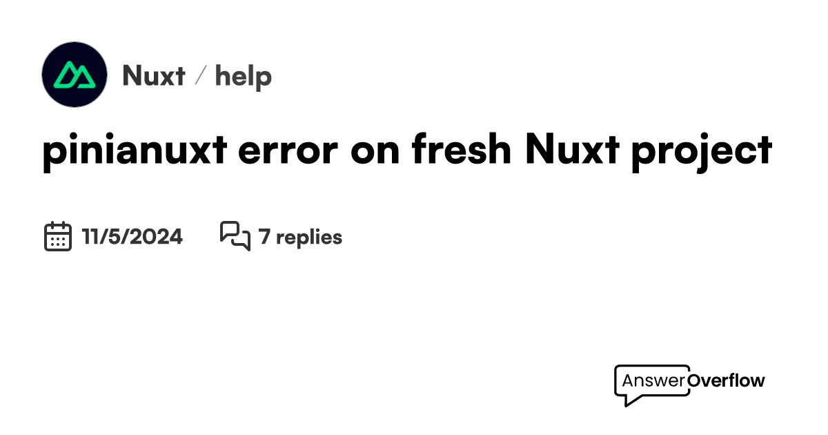 @pinia/nuxt error on fresh Nuxt project - Nuxt