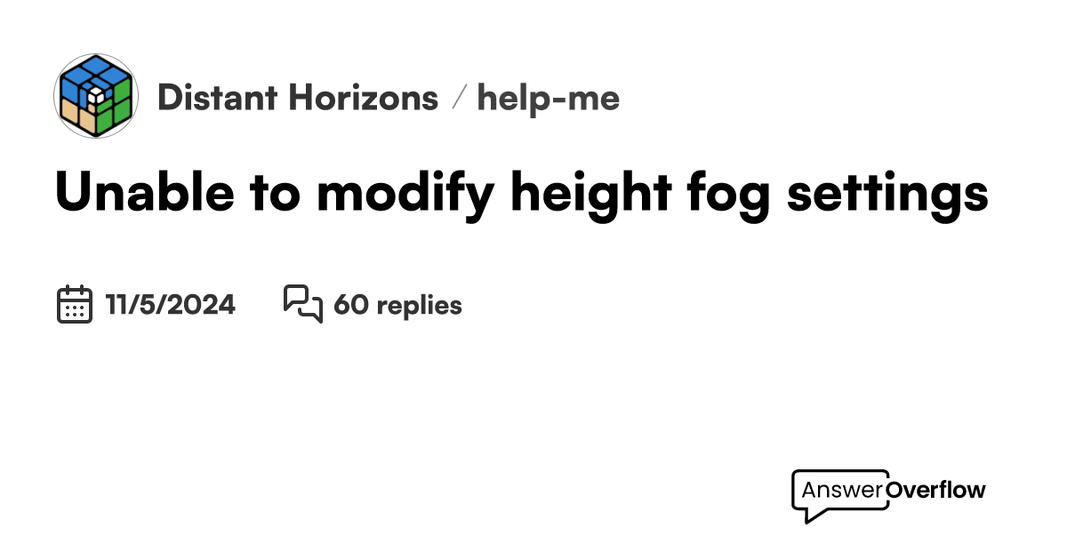 Unable to modify height fog settings - Distant Horizons