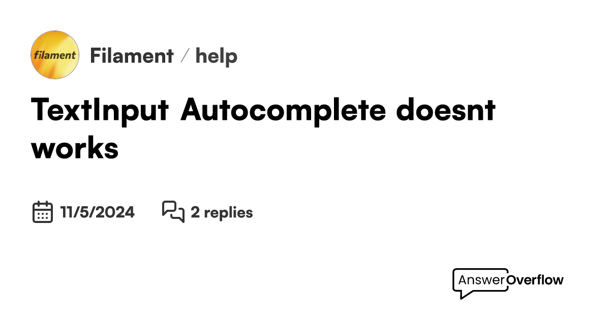 TextInput Autocomplete doesn't works - Filament