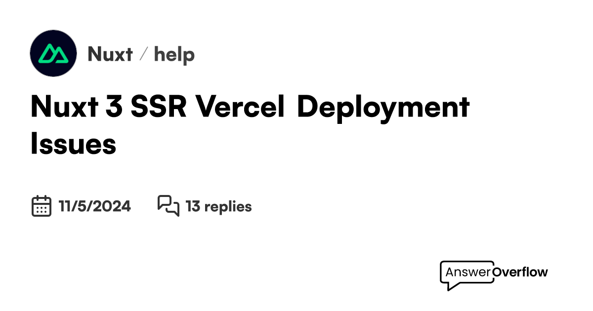 Nuxt 3 SSR Vercel Deployment Issues - Nuxt