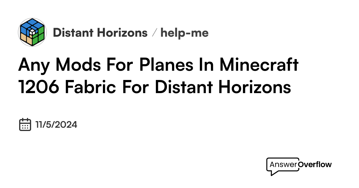 Any Mods For Planes In Minecraft 1.20.6 Fabric For Distant Horizons ...