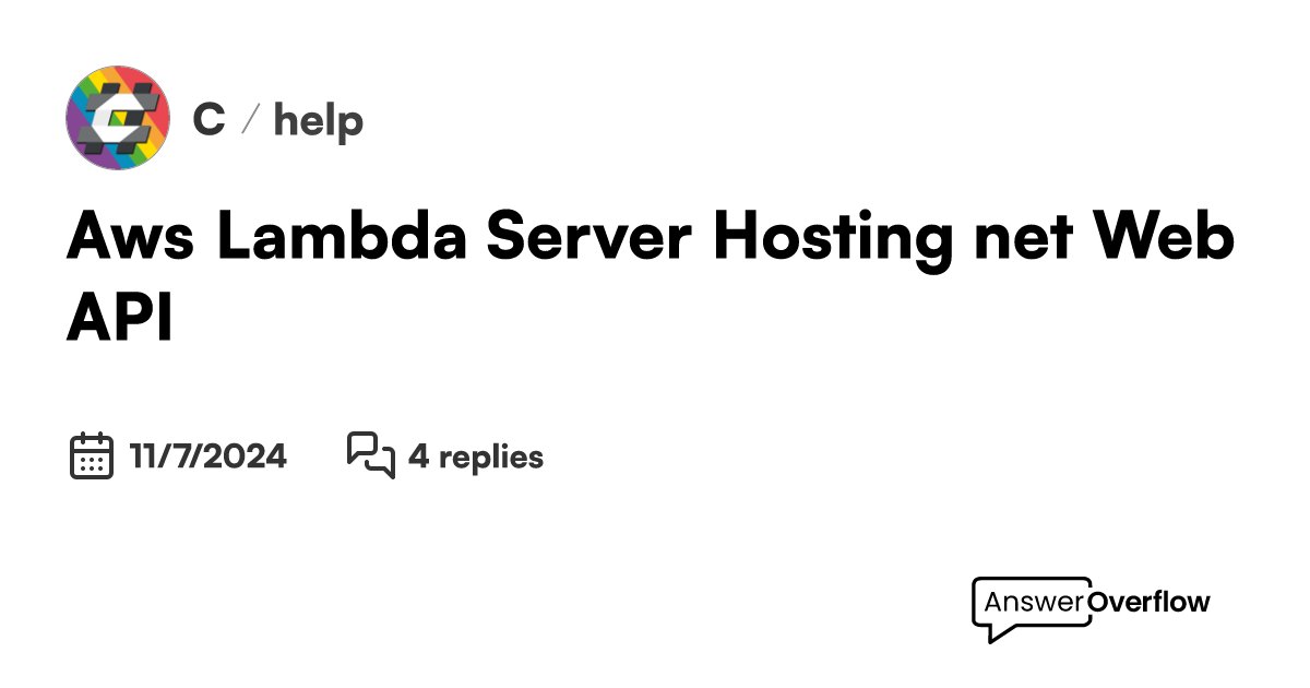Aws Lambda Server Hosting .net Web API - C#