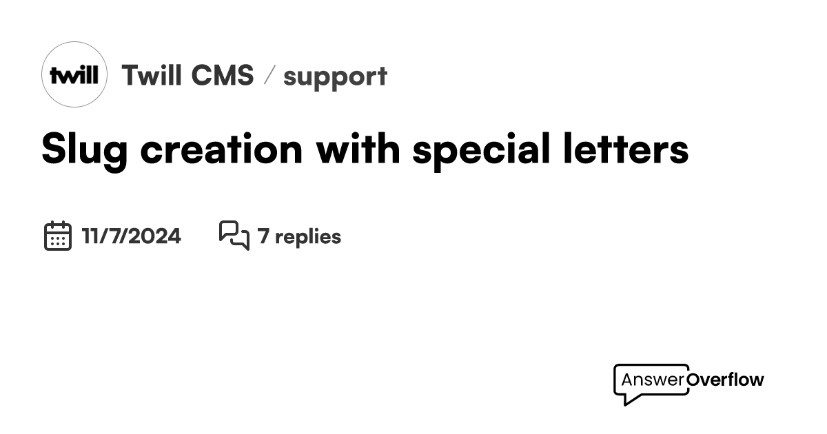 Slug creation with special letters - Twill CMS