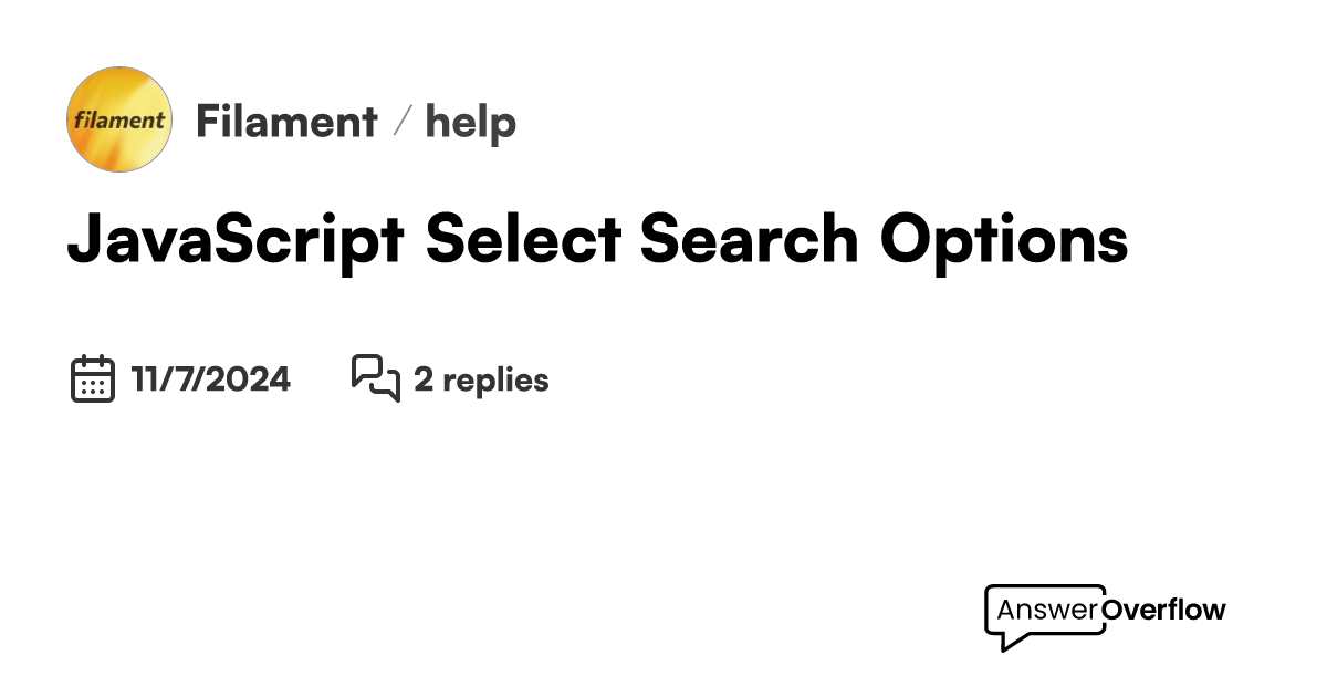 JavaScript Select Search Options - Filament