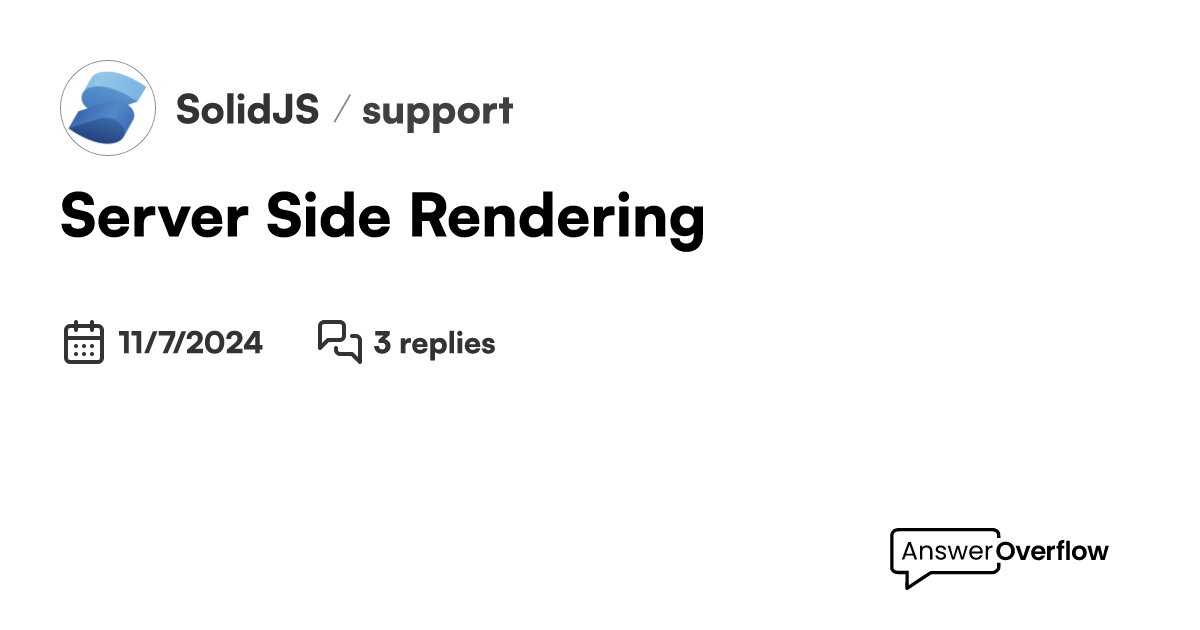 Server Side Rendering - SolidJS