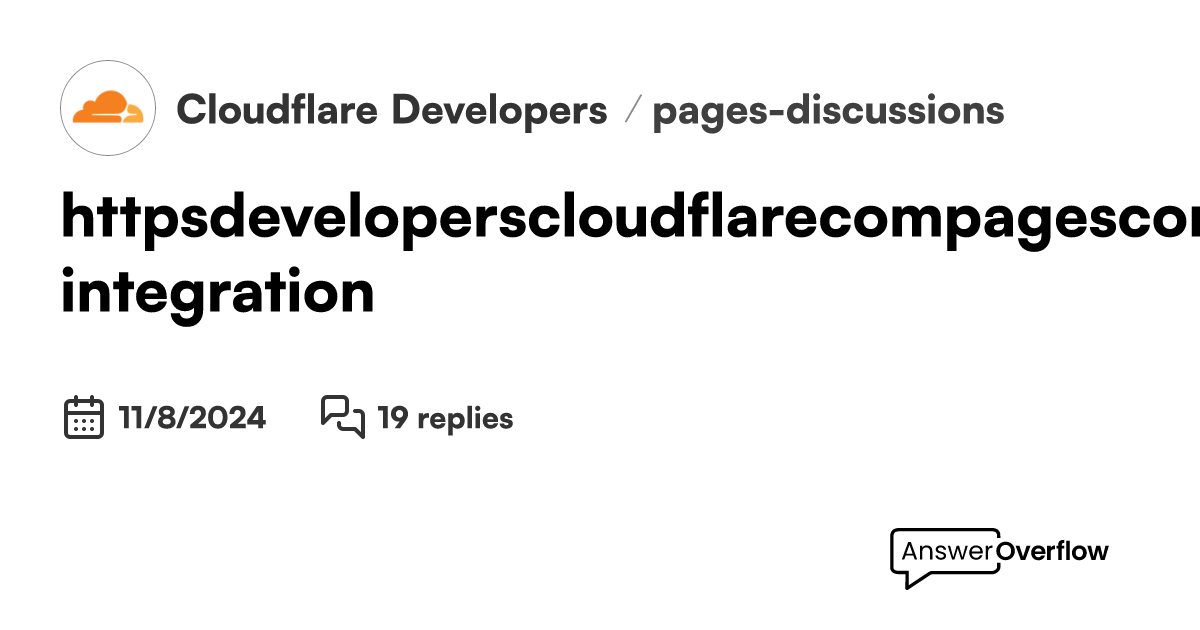 - Cloudflare Developers