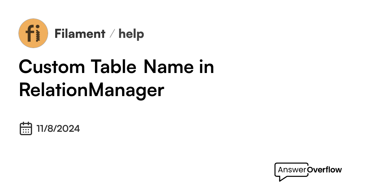 Custom Table Name in RelationManager ? - Filament