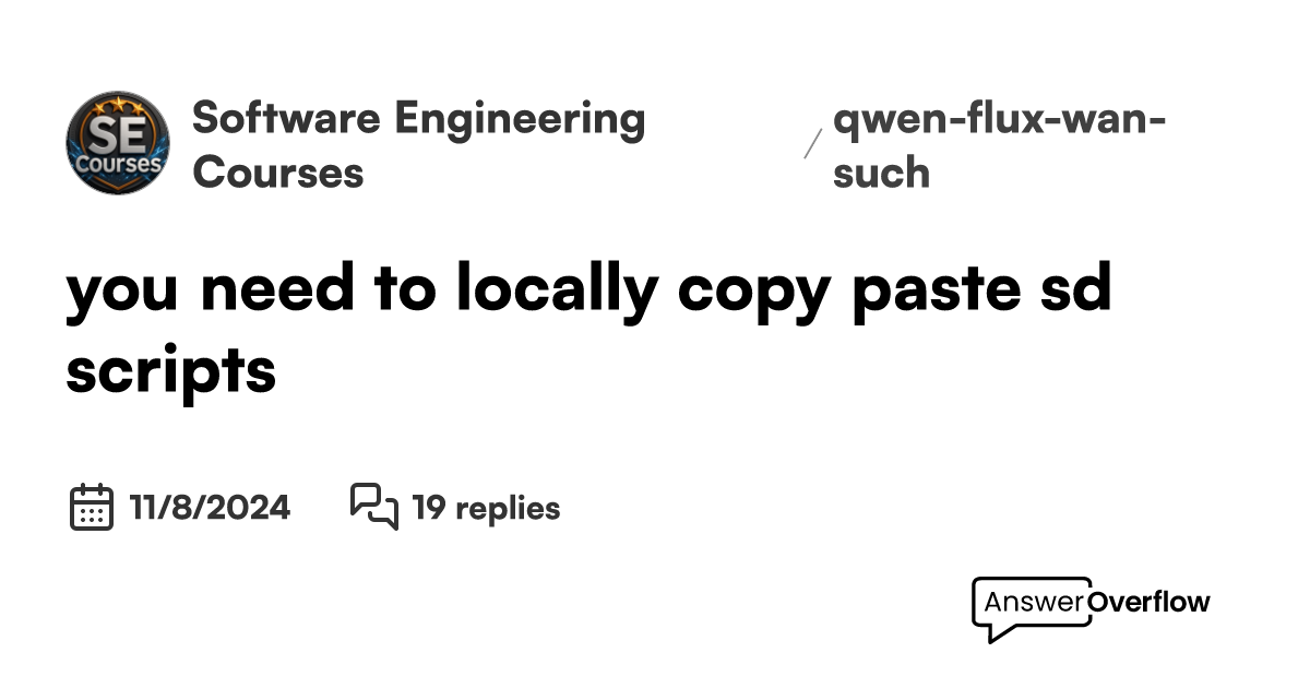 you need to locally copy paste sd scripts - Software Engineering ...