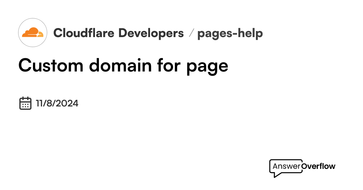Custom domain for page - Cloudflare Developers