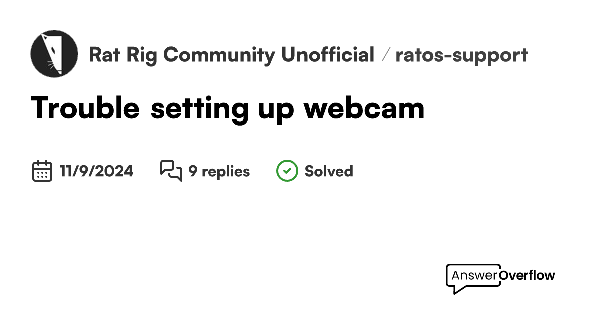 Trouble setting up webcam - Rat Rig Community [Unofficial]