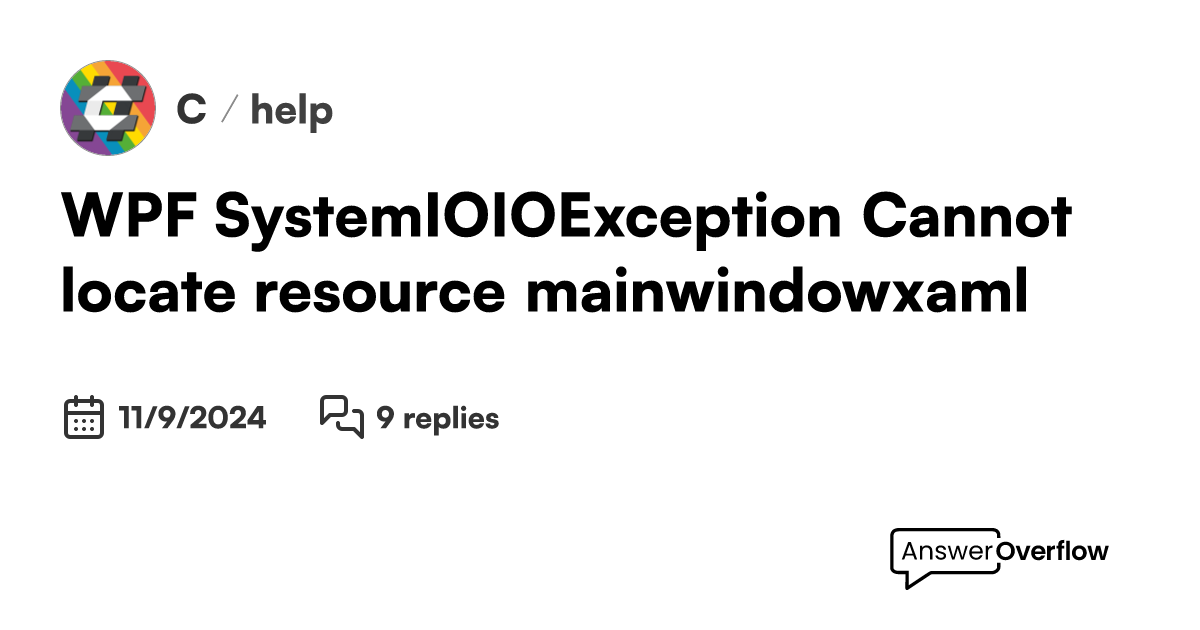 WPF System.IO.IOException: Cannot locate resource 'mainwindow.xaml'. - C#