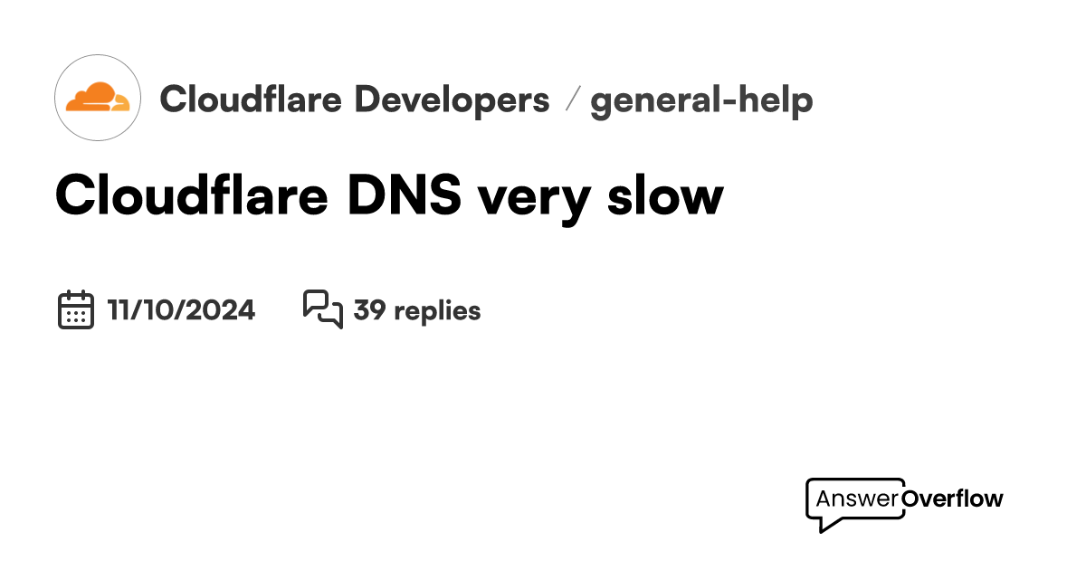 Cloudflare DNS very slow?! - Cloudflare Developers