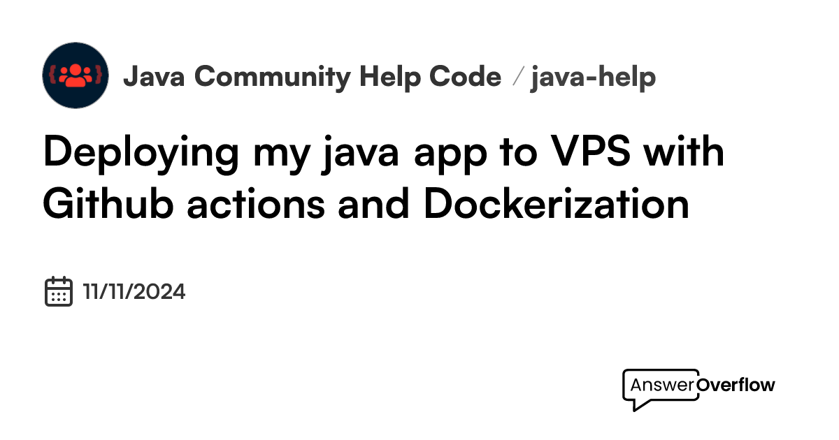 Deploying my java app to VPS with Github actions and Dockerization - Java Community | Help. Code ...