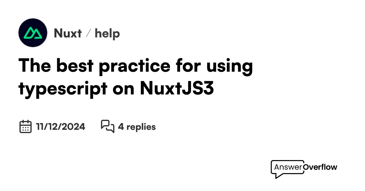 The best practice for using typescript on NuxtJS3 - Nuxt