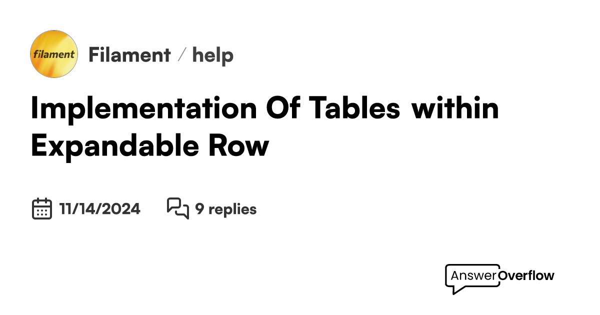 Implementation Of Tables within Expandable Row - Filament