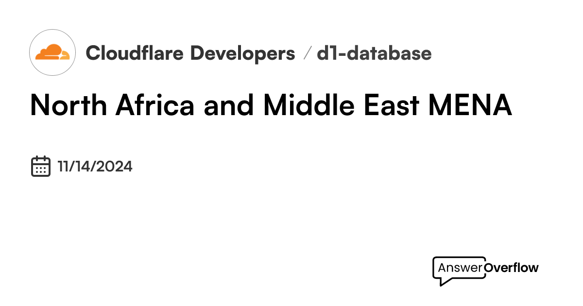North Africa and Middle East (MENA - Cloudflare Developers