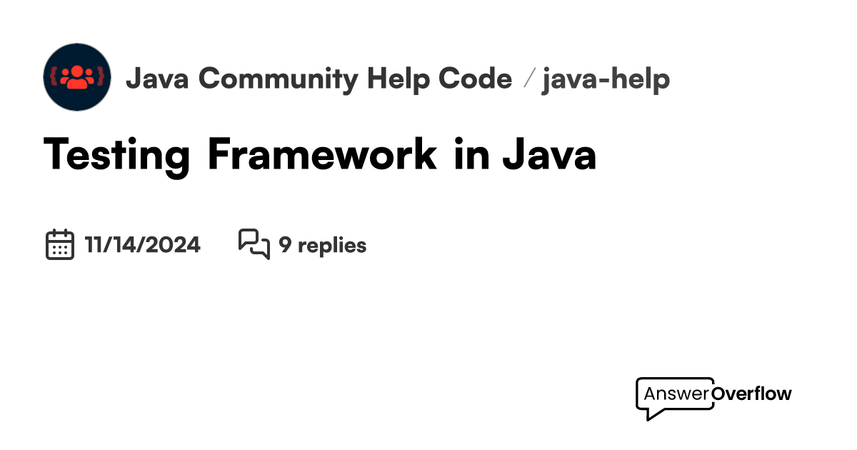 Testing Framework In Java Java Community Help Code Learn