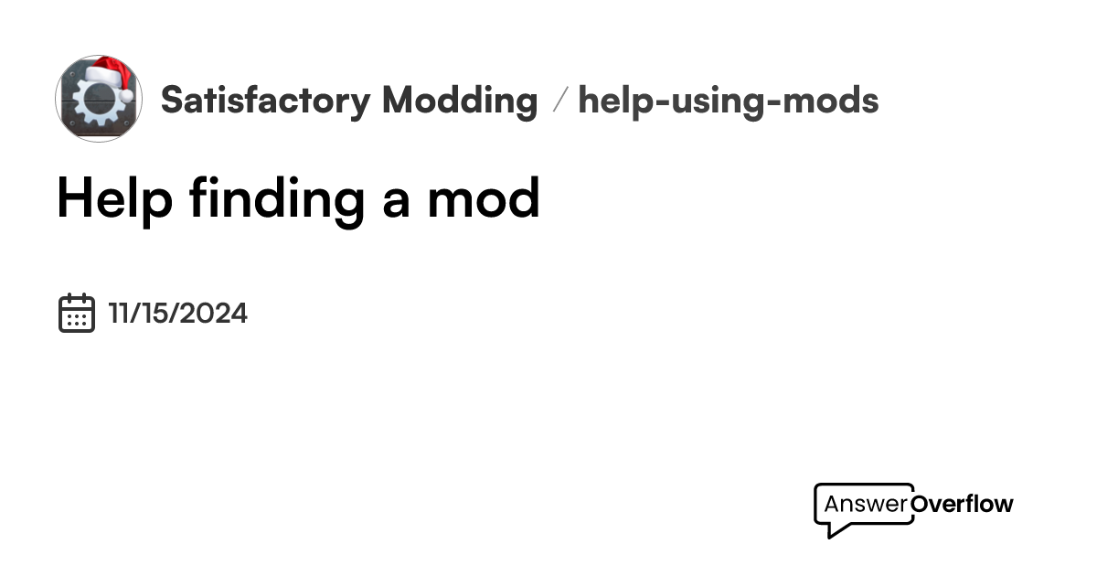 Help finding a mod - Satisfactory Modding