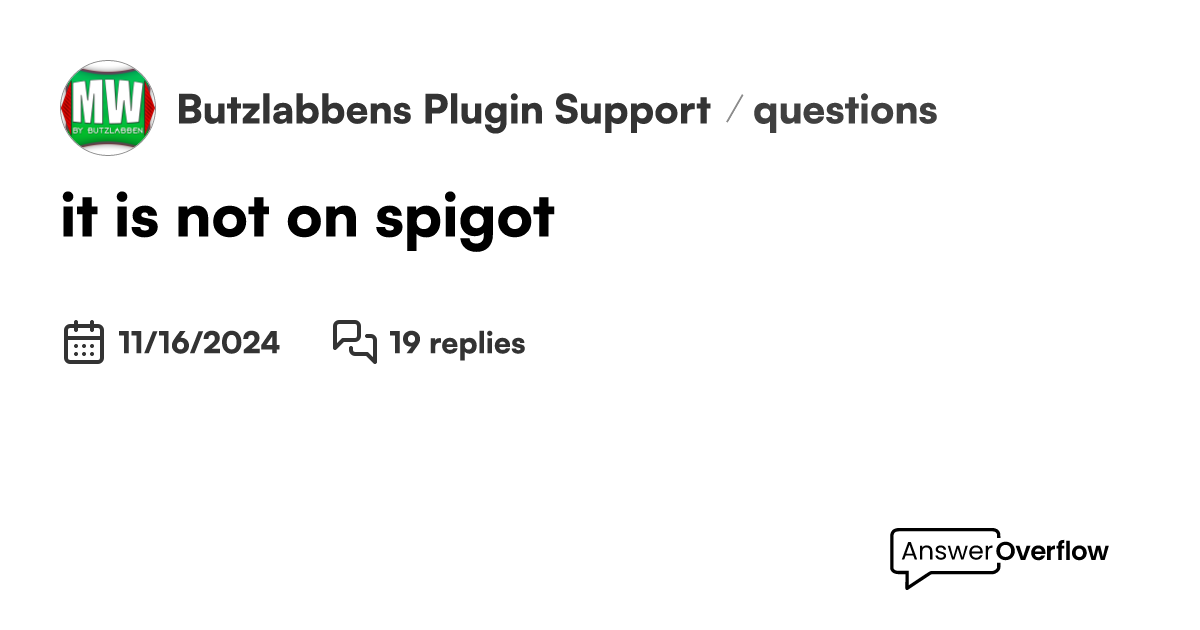 it is not on spigot - Butzlabben's Plugin Support