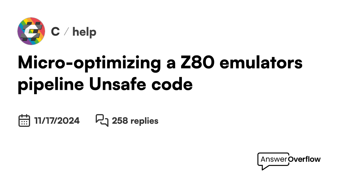 Micro-optimizing a Z80 emulators' pipeline. **Unsafe code** - C#