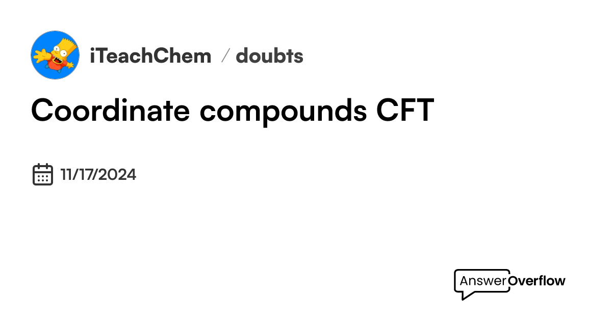 Coordinate compounds CFT - iTeachChem