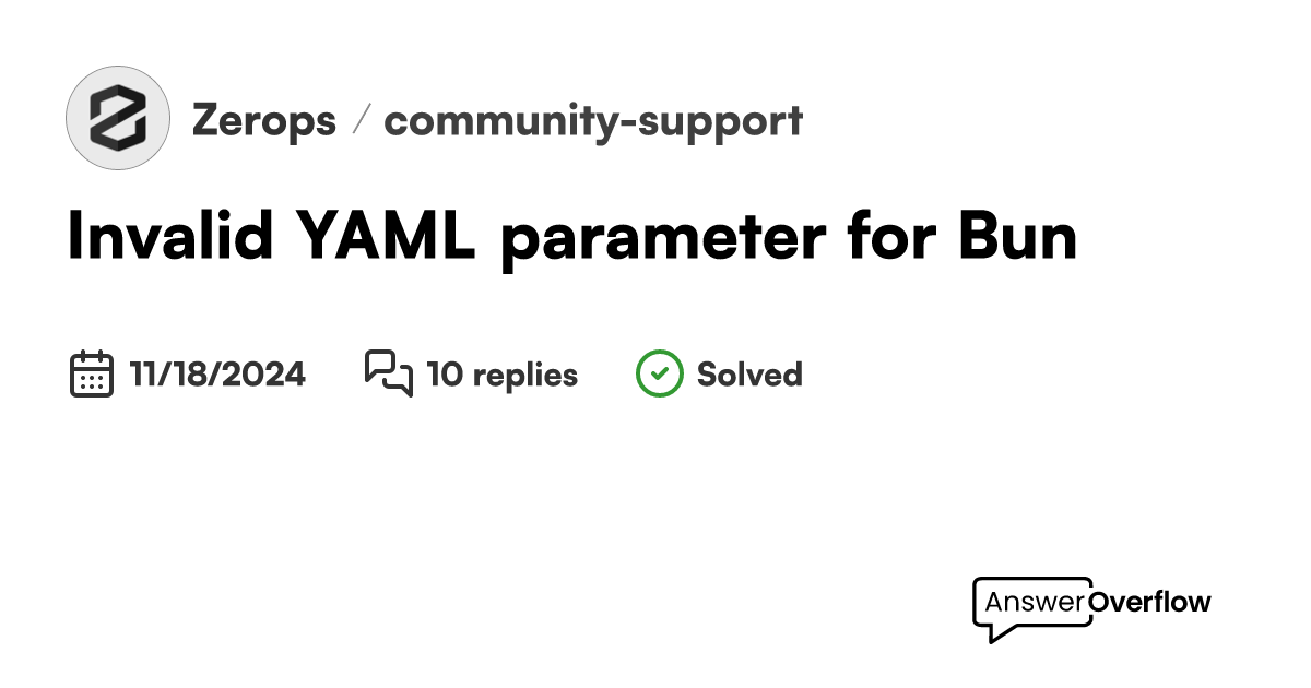 Invalid YAML parameter for Bun - Zerops